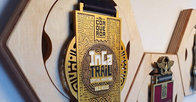 Honeycomb Wood Medal Hanger | The Conqueror Virtual Fitness Challenges